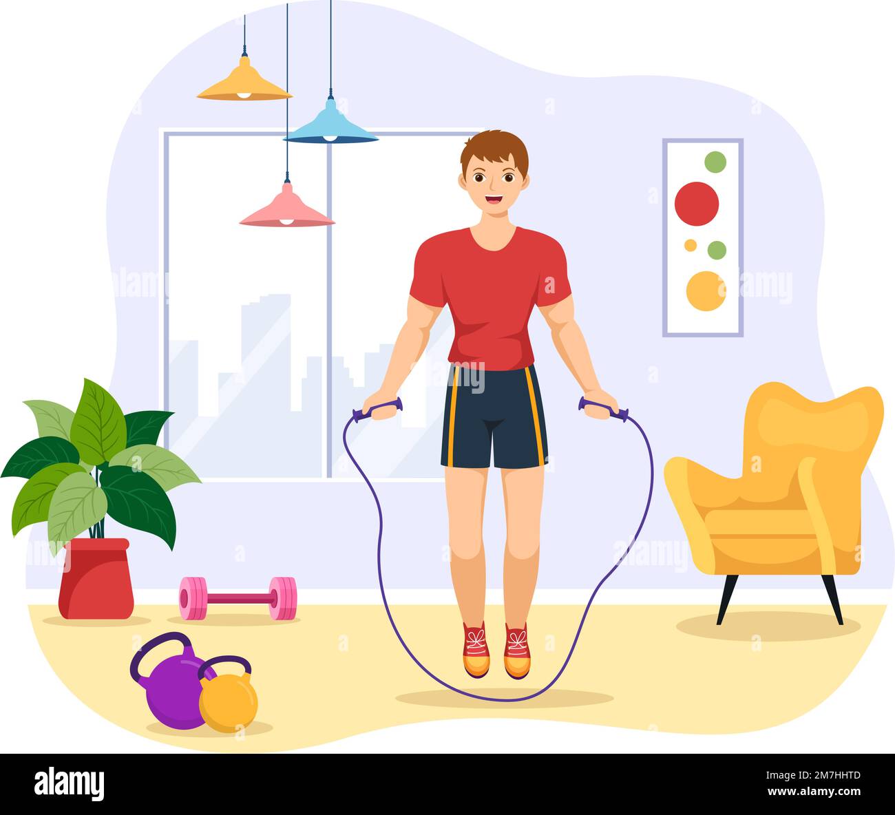 Jump Rope Illustration with People Playing Skipping Wear Sportswear in ...