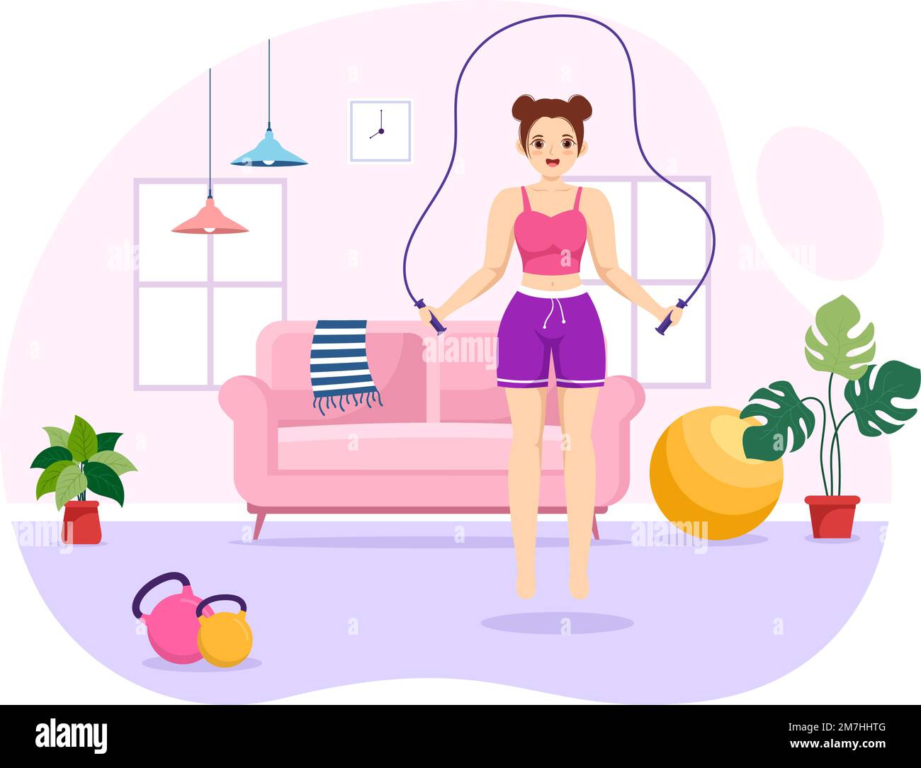 Jump Rope Illustration with People Playing Skipping Wear Sportswear in ...