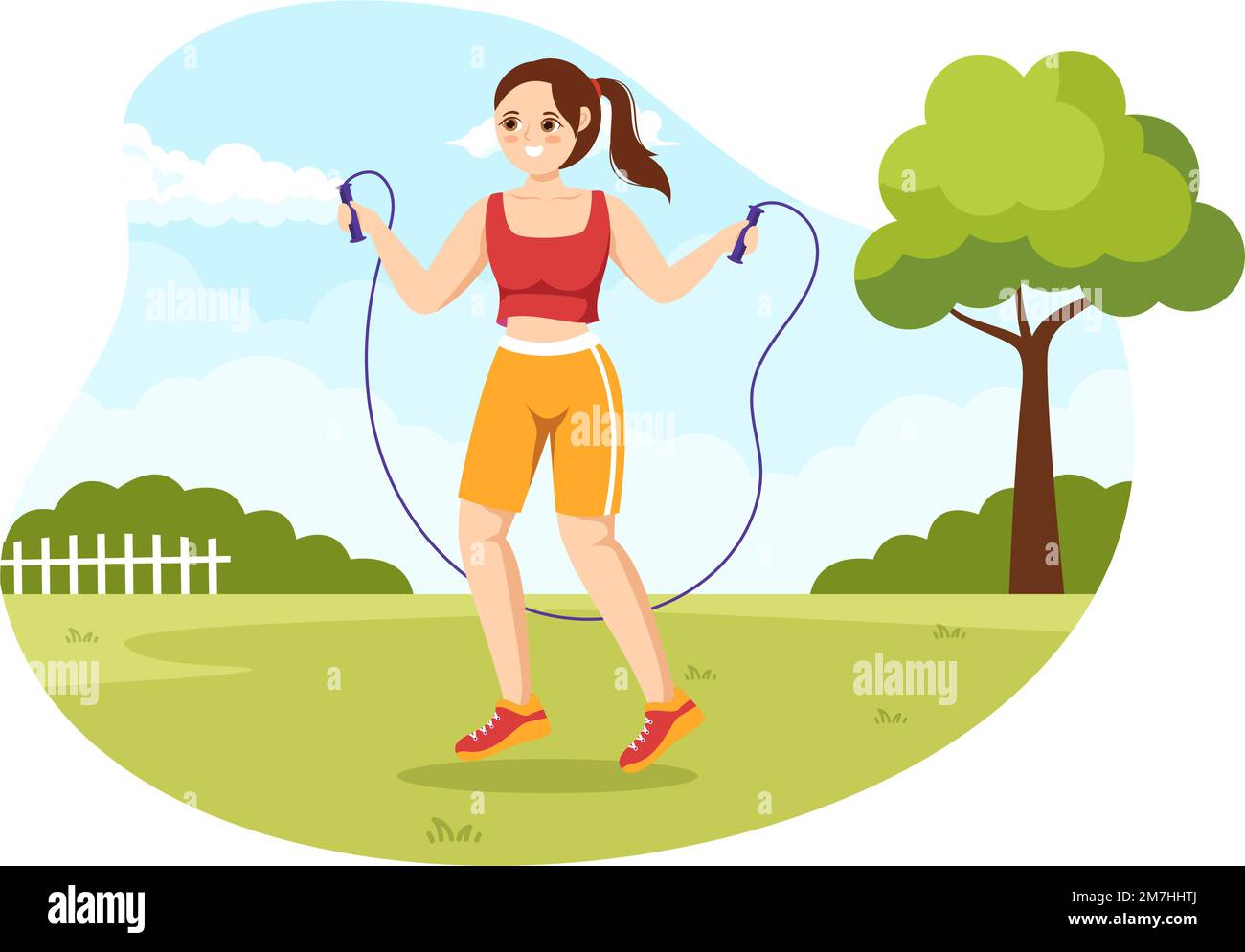 Jump Rope Illustration with People Playing Skipping Wear Sportswear in ...