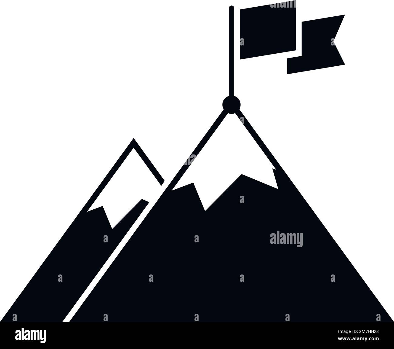 Reach flag on mountain icon simple vector. Top career. Business peak ...