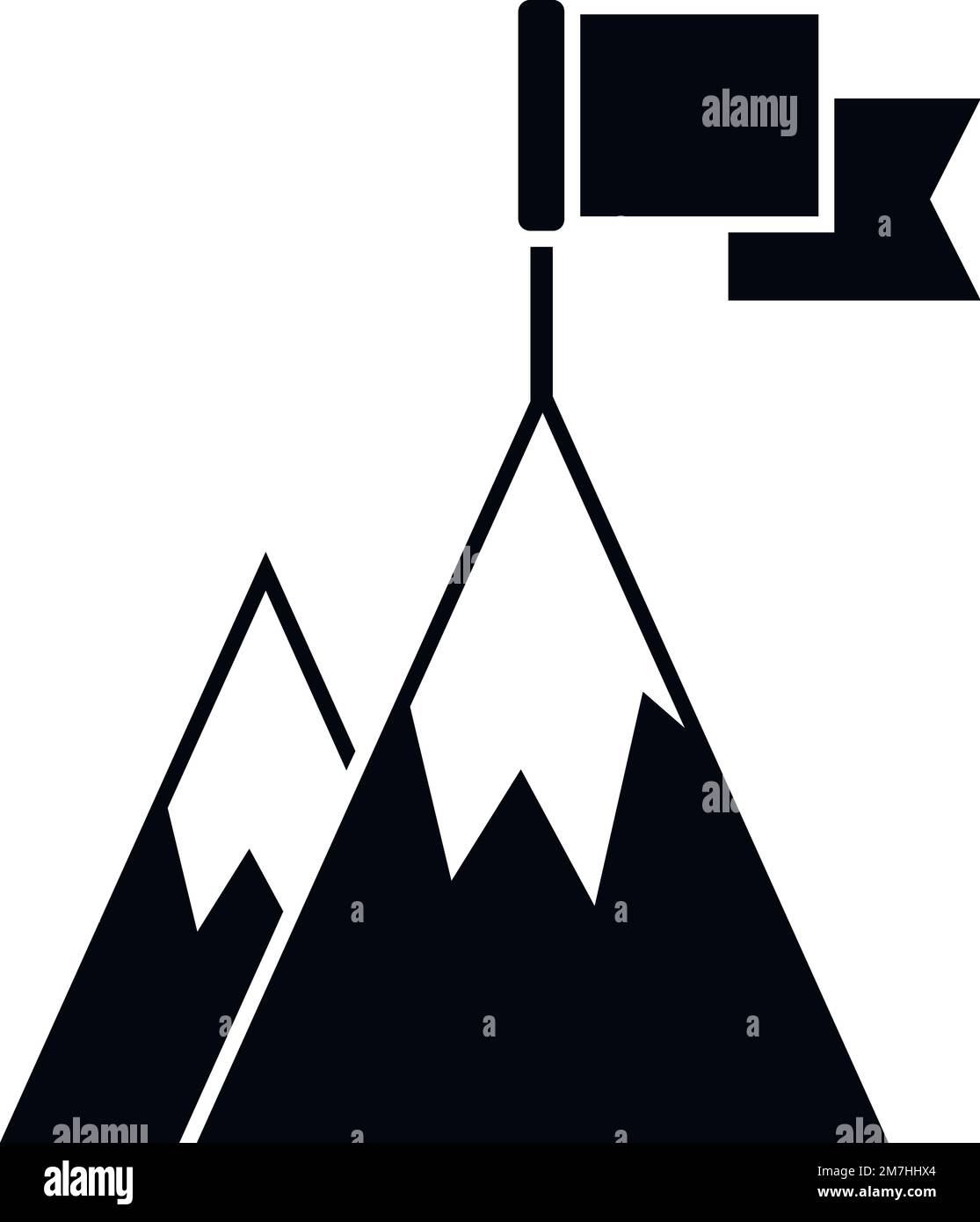 Leader flag on mountain icon simple vector. Top career. Business target ...