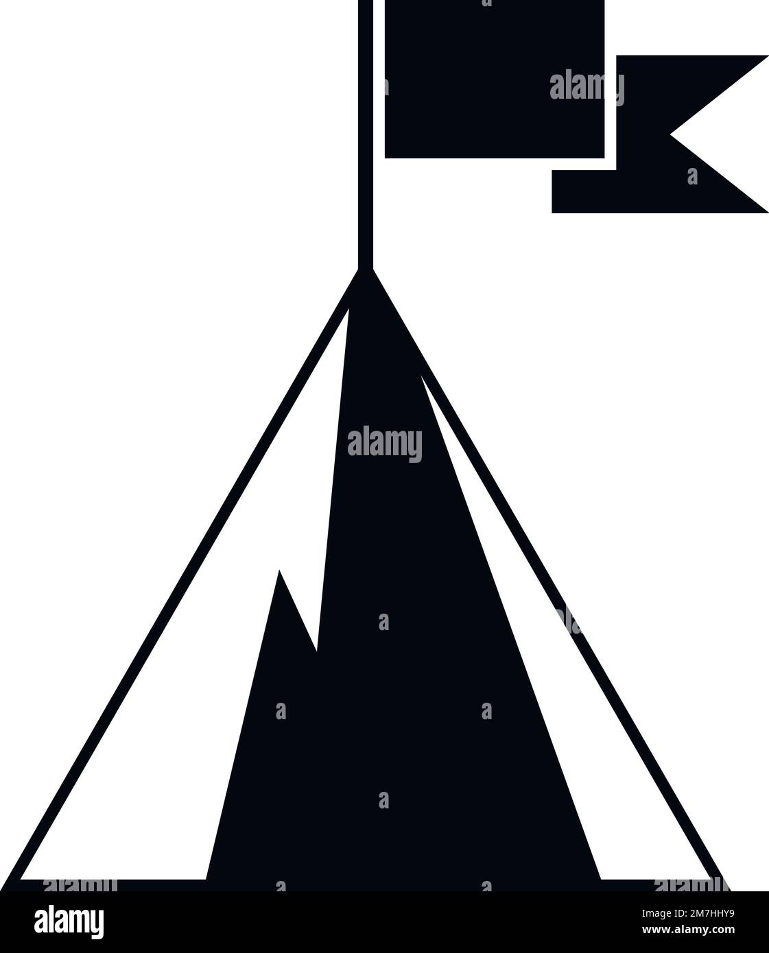 Route flag on mountain icon simple vector. Top career. Success climb ...