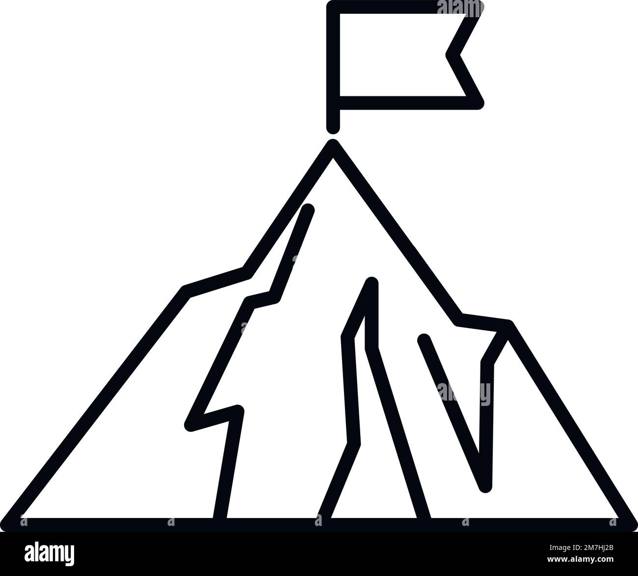 Climb flag on mountain icon outline vector. Top career. Concept reach ...