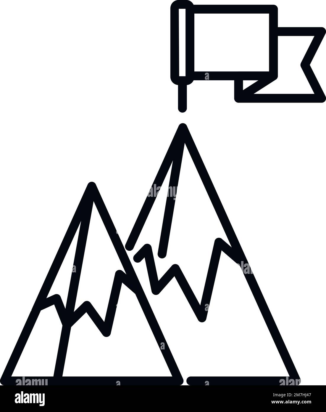 Leader flag on mountain icon outline vector. Top career. Business ...