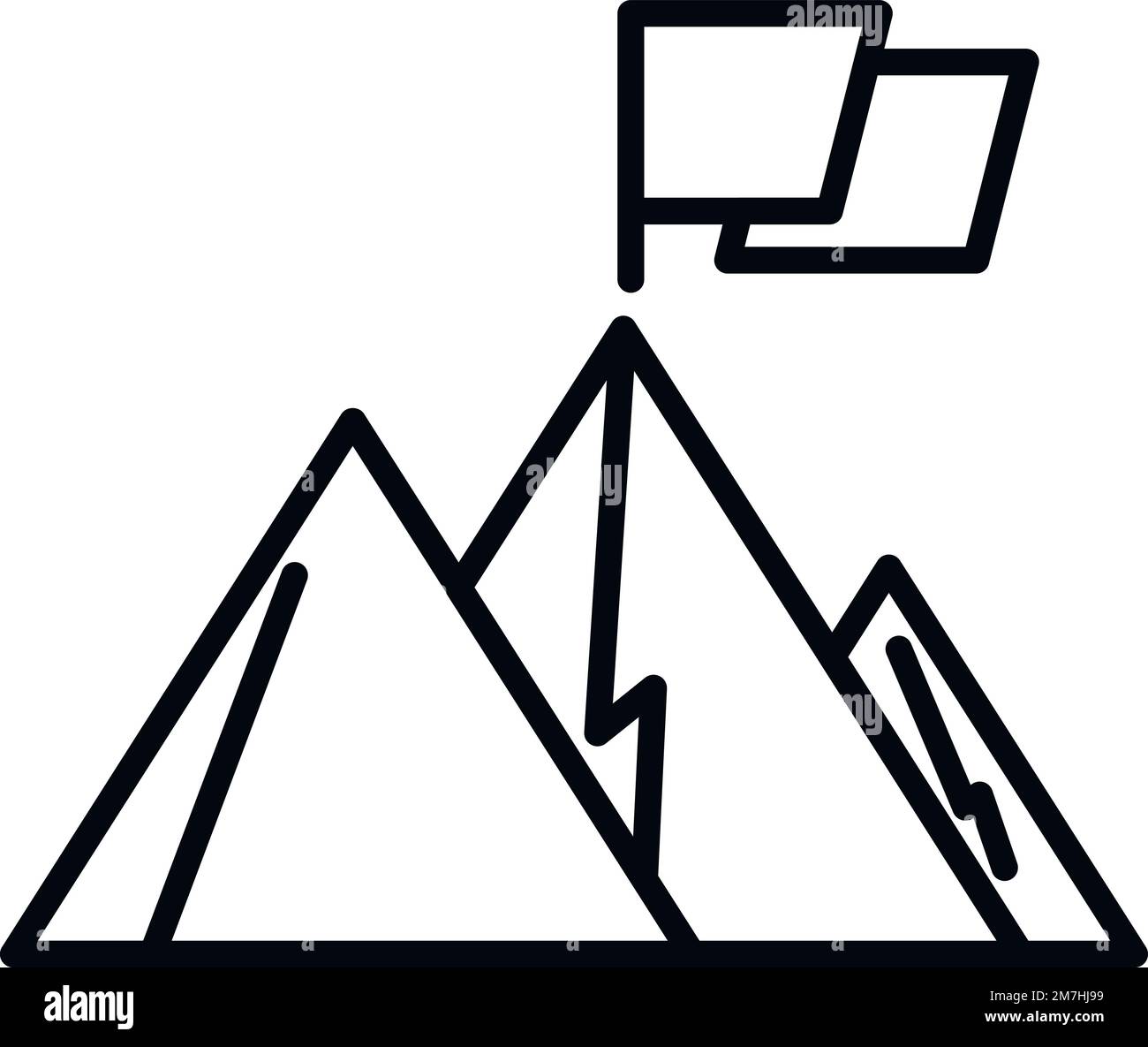 High flag on mountain icon outline vector. Top career. Climb success ...