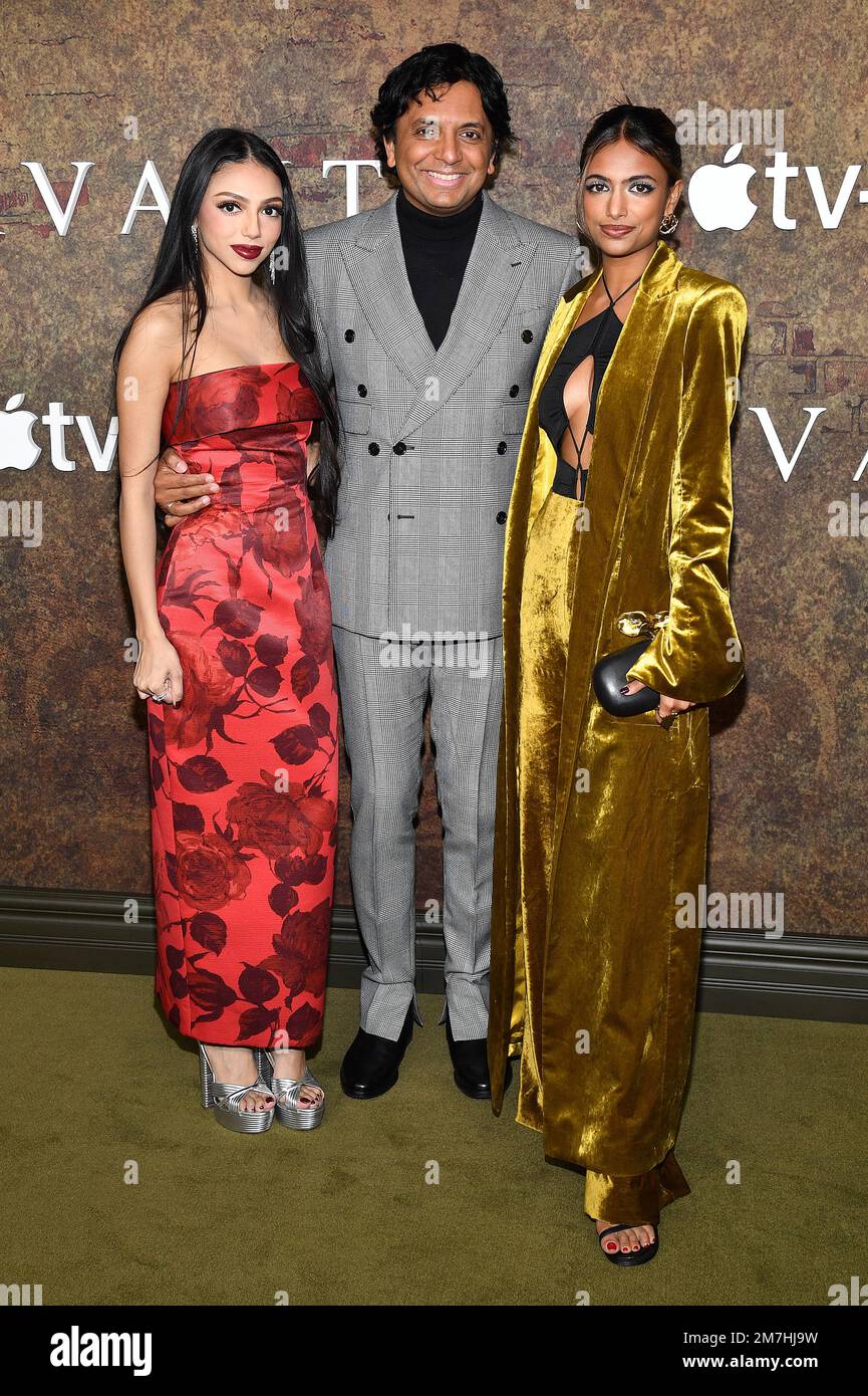 New York, USA. 09th Jan, 2023. M. Night Shyamalan, (c), and daughters ...