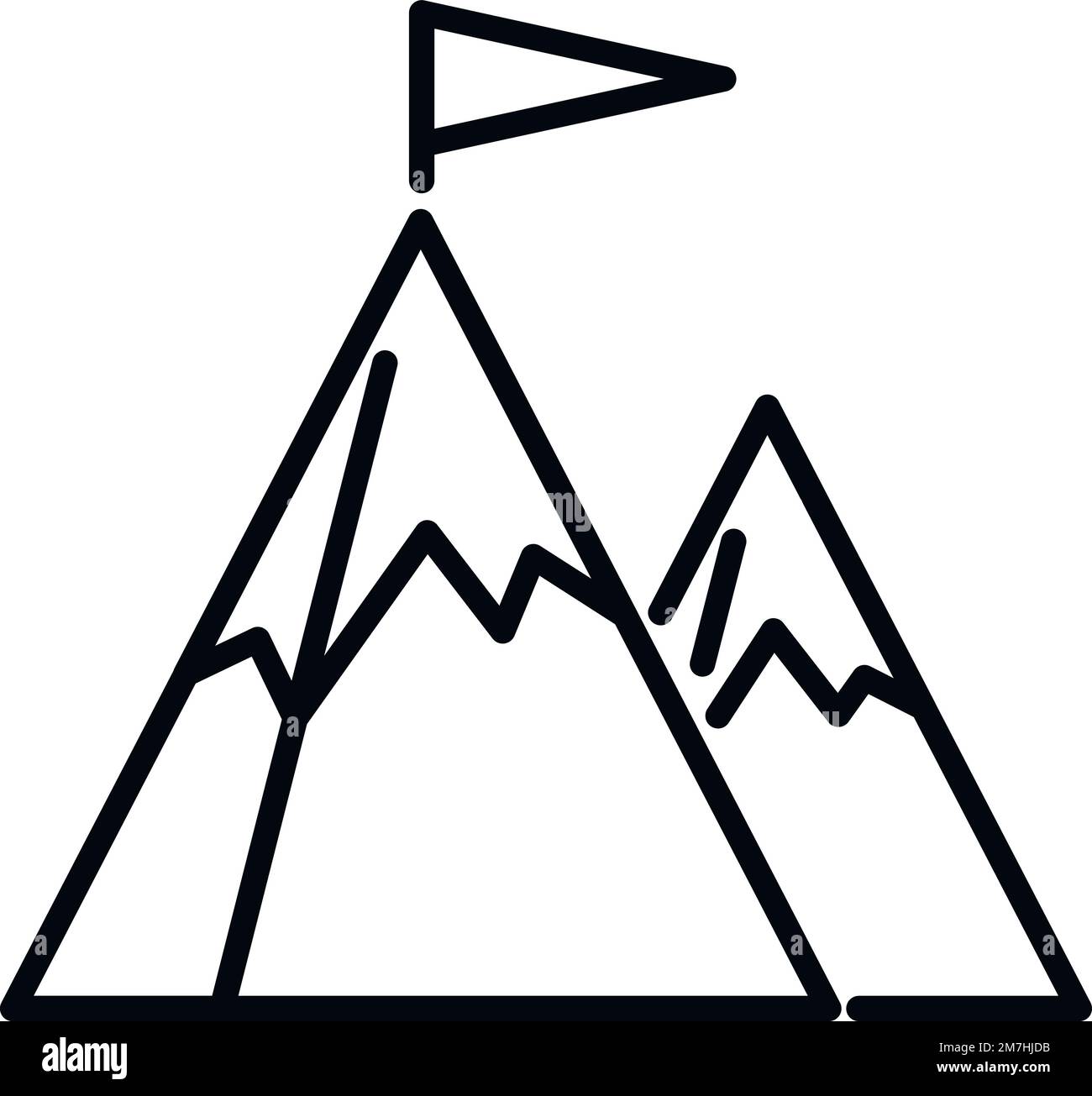 Leadership flag on mountain icon outline vector. Top climb. Reach ...