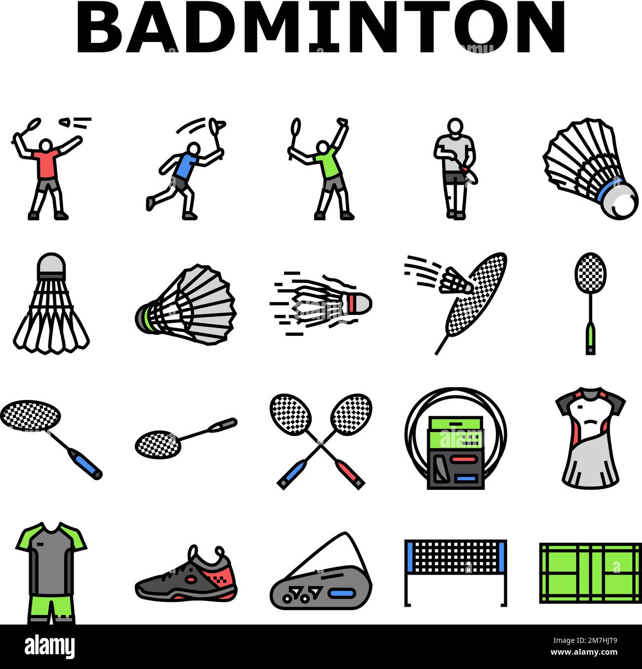 badminton shuttlecock sport icons set vector Stock Vector Image & Art ...