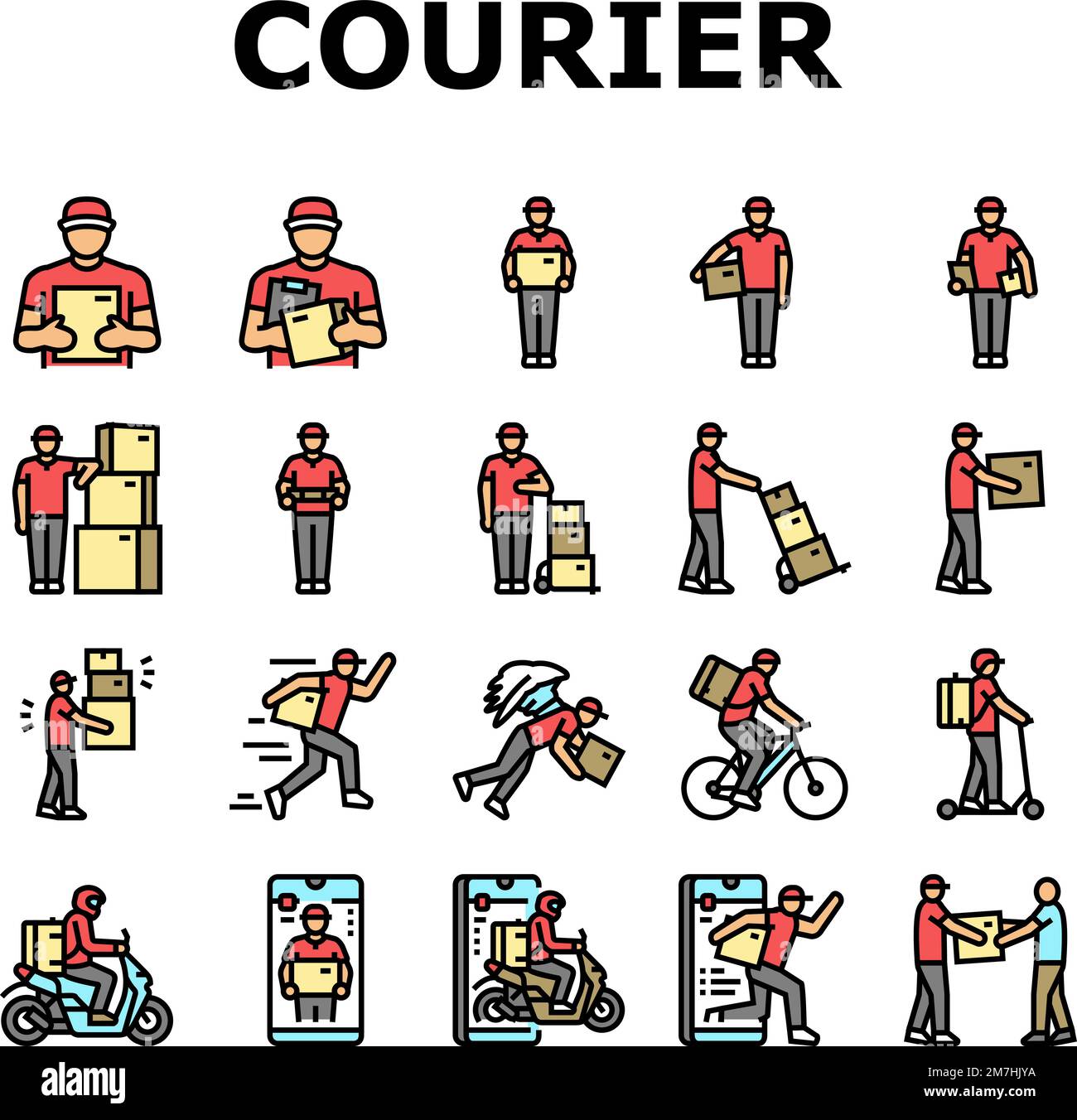 courier delivery service shipping icons set vector Stock Vector Image ...