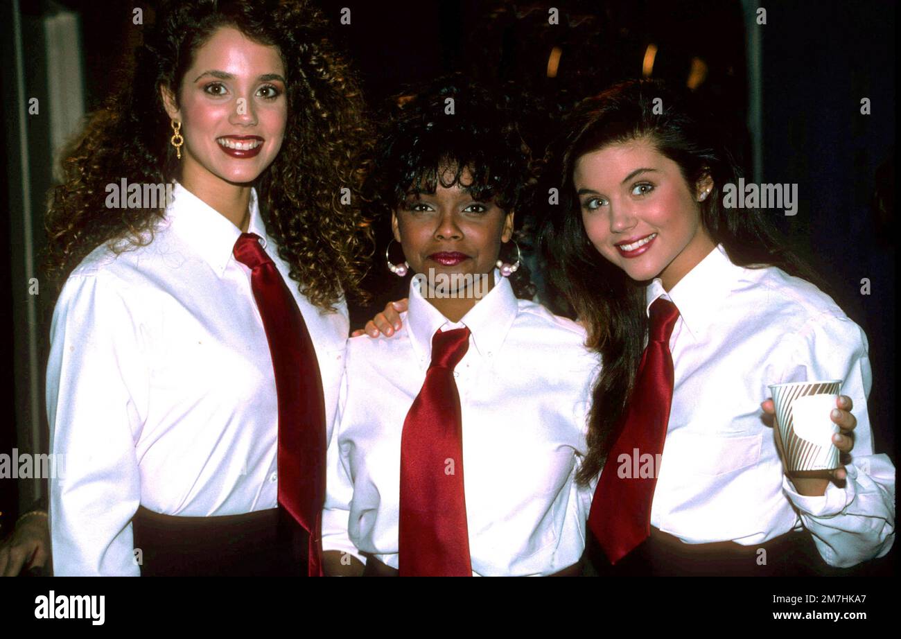 Elizabeth Berkley, Lark Voorhies & Tiffani Amber Theissen on the set of ...