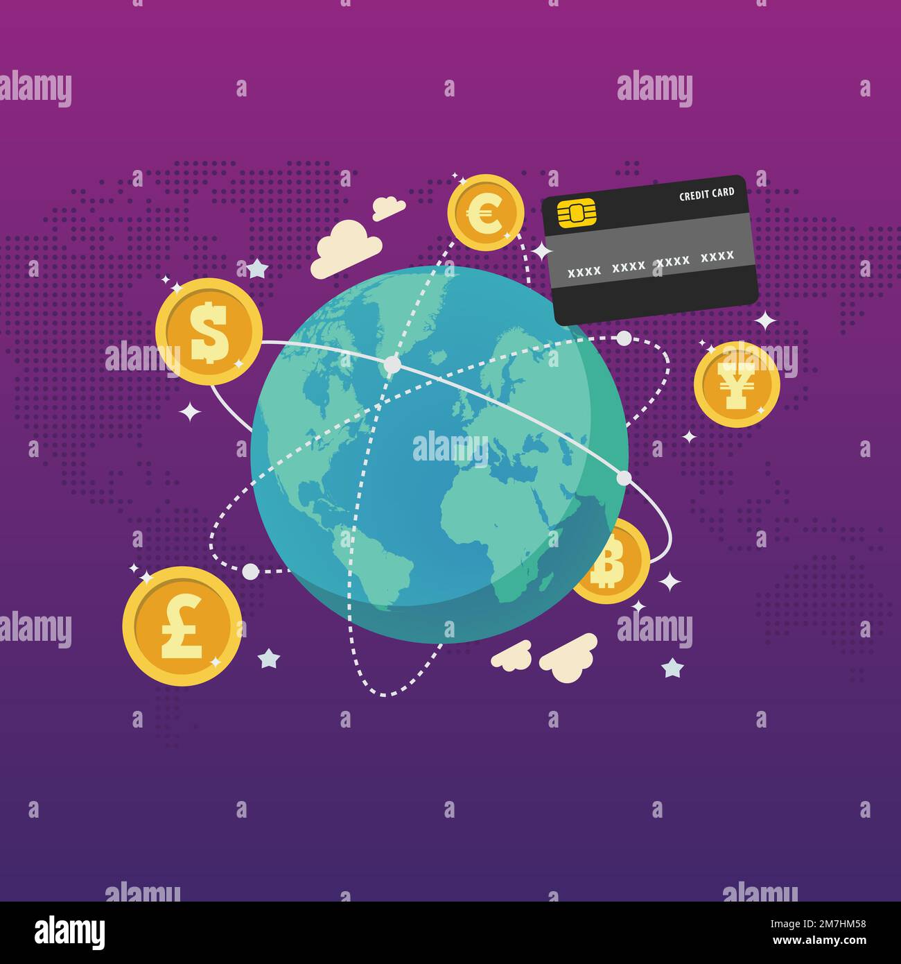 Global Network Credit Card Concept. Flat style vector illustration ...