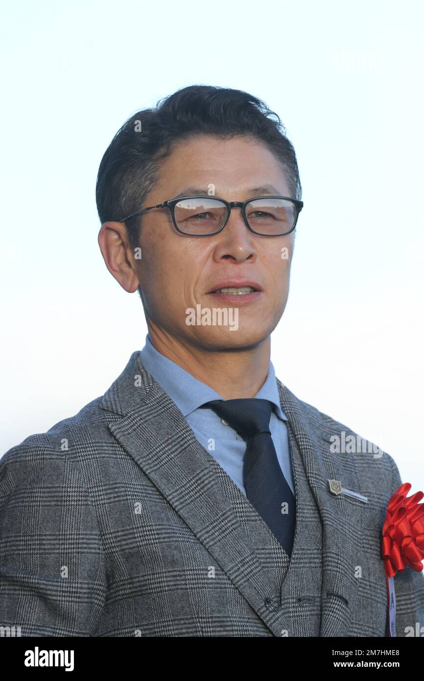 Aichi, Japan. 5th Jan, 2023. Trainer Takashi Kubota won the Sports Nippon Sho Kyoto Kimpai at ...
