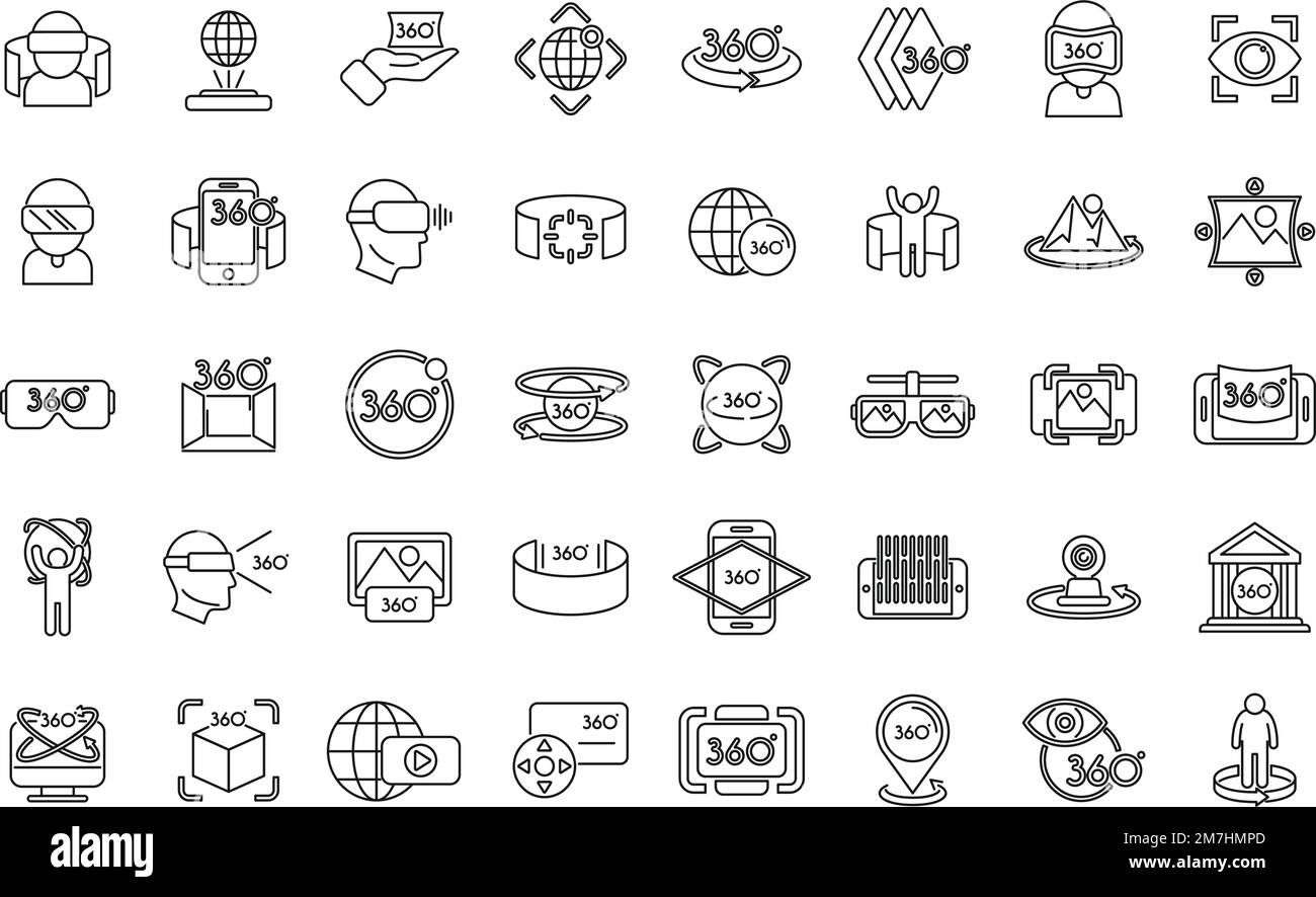 Virtual tour icons set outline vector. Video arrow. App design Stock ...