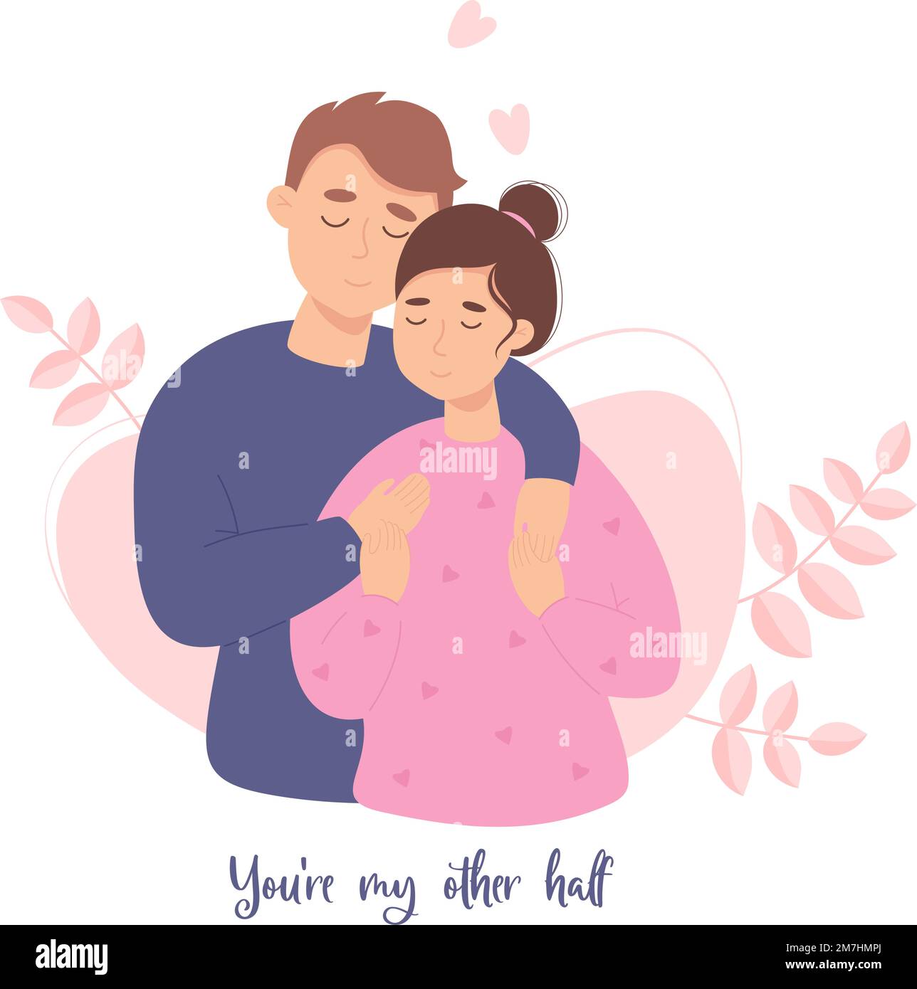 Happy couple in love. Romantic valentine card Youre my other half ...