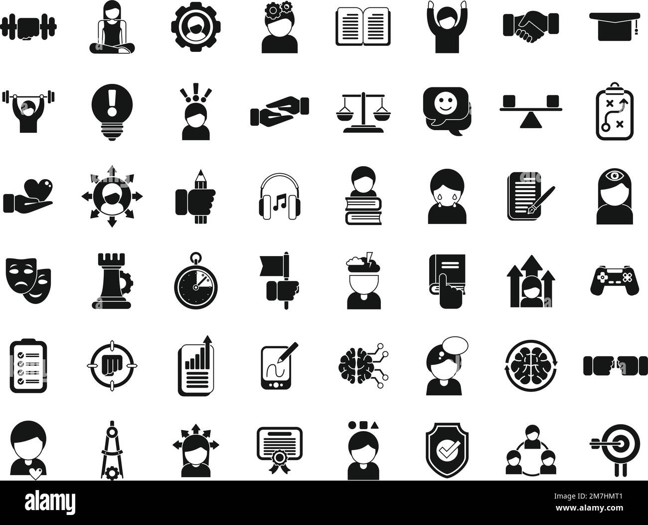 Coping skills icons set simple vector. Love stress. Breath anxiety ...