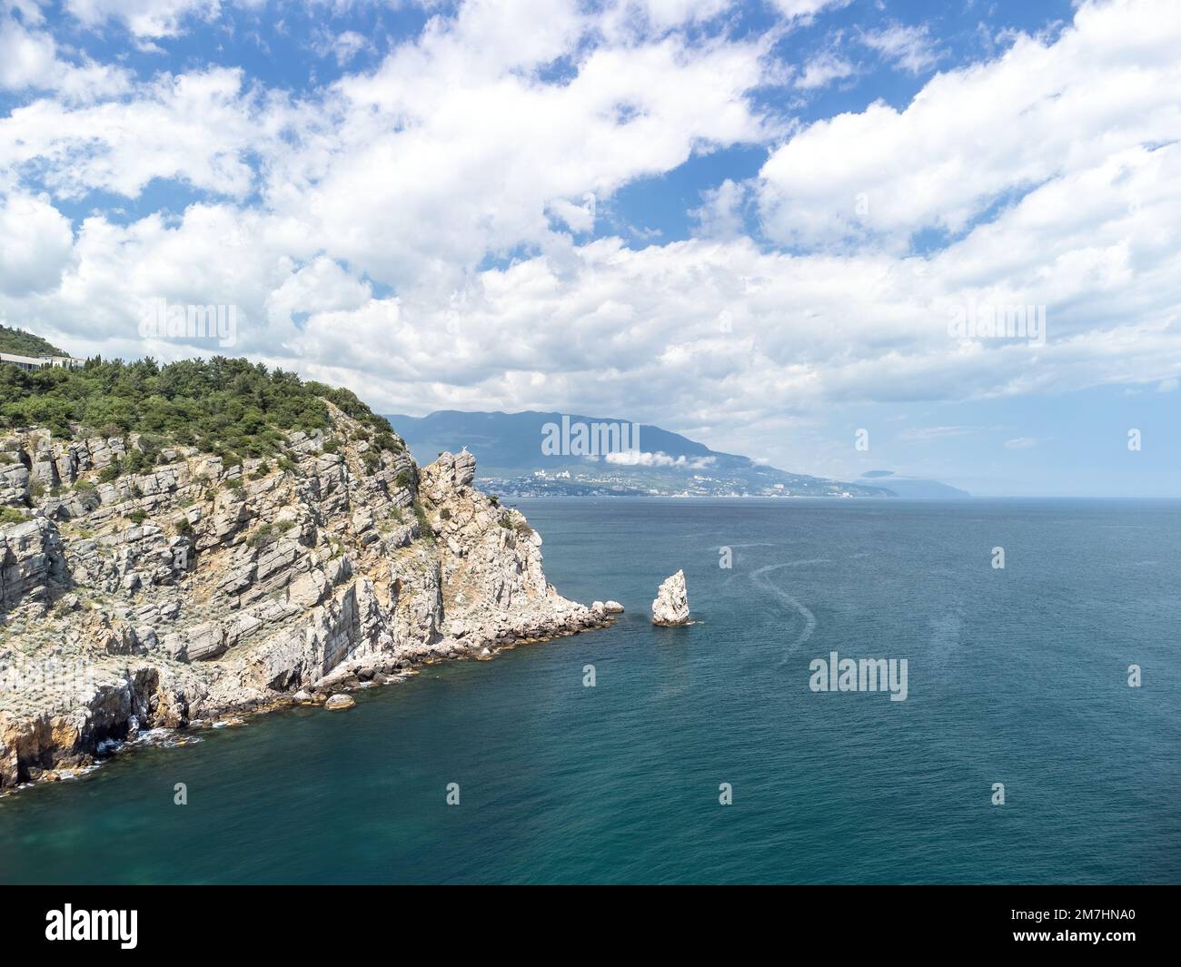 aerial photo of rock Parus Sail and Ayu-Dag Bear Mountain and near ...