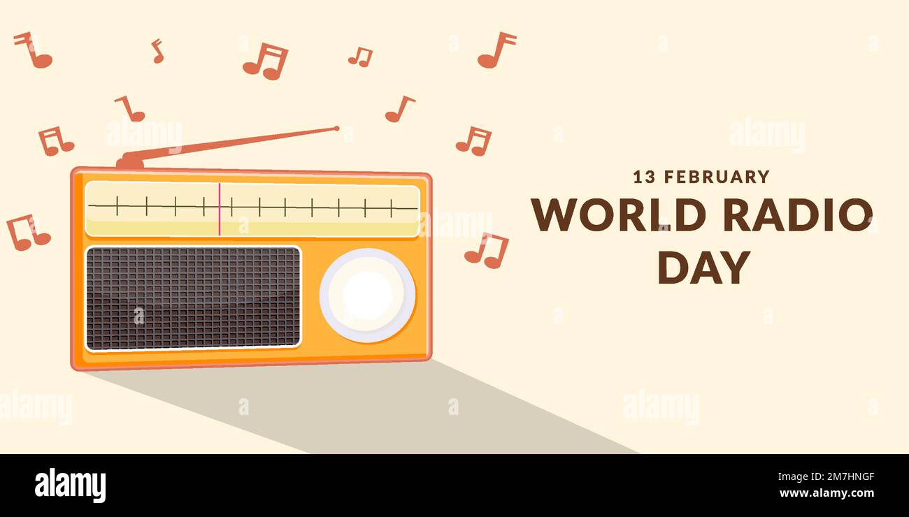 world radio day horizontal banner illustration in flat design Stock ...