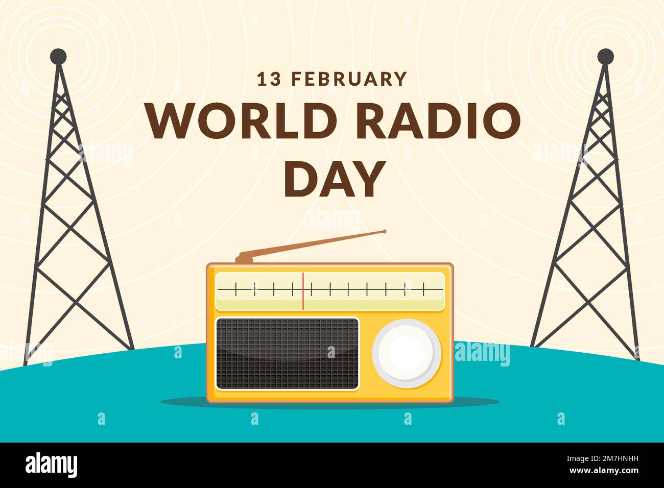 flat design world radio day background illustration Stock Vector Image ...