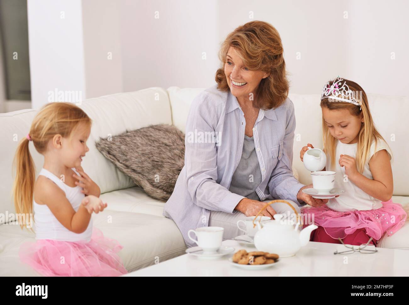 Spending time with grandma. a grandmother and her granddaughters ...