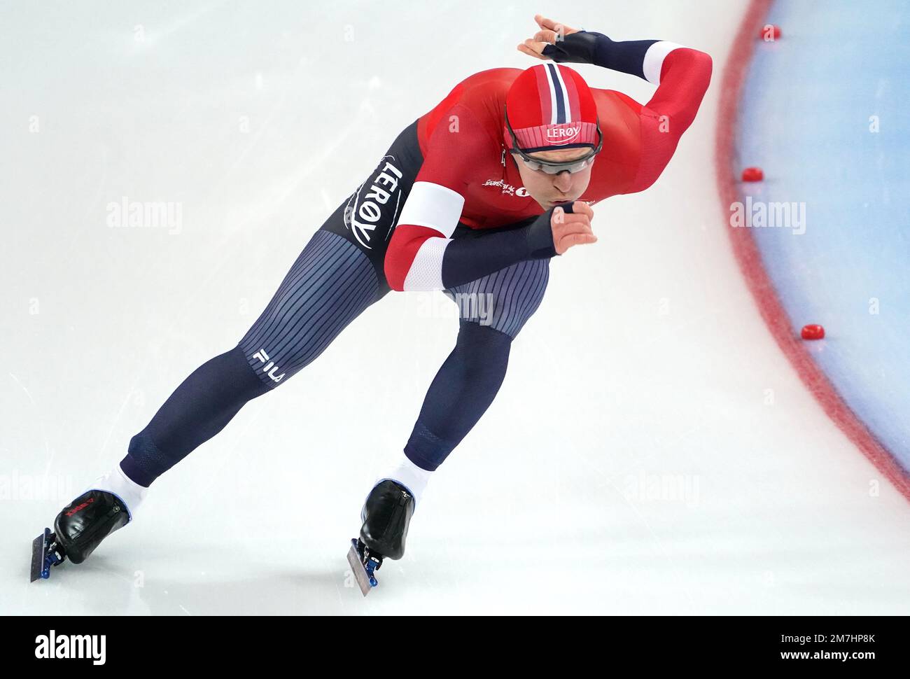 Odin By Farstad (NOR) competing in 2nd 500m men during ISU European ...