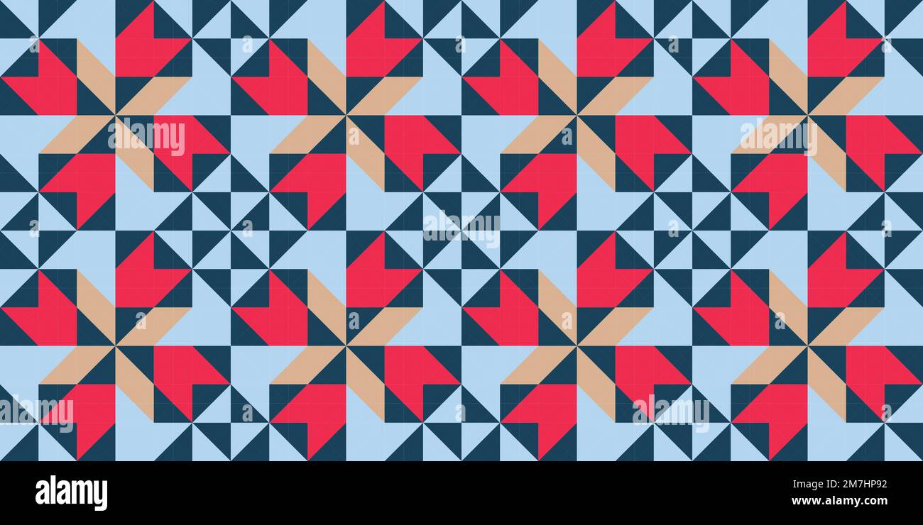 Abstract geometric barn quilt seamless pattern. Patchwork design. Vector illustration. Perfect ...
