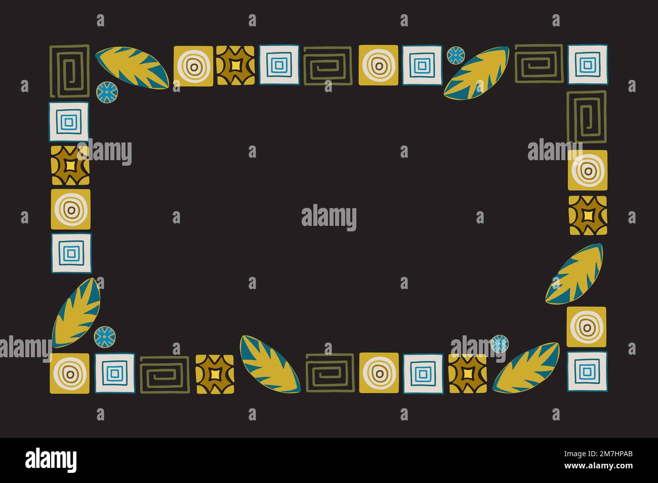 Text frame hand drawn template. Decorative border with folk or ethnic ...