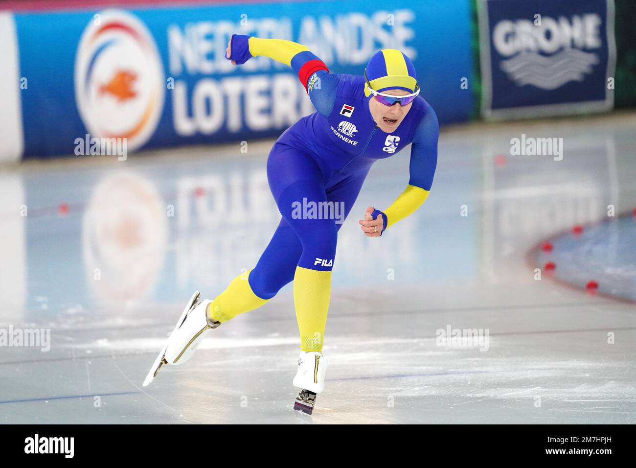 Eva Lagrange (SWE) competing in 500m women Allround during ISU European ...