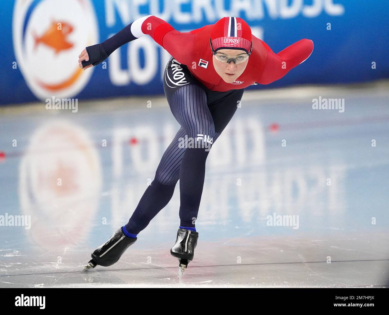 Sophie Karoline Haugen (NOR) competing in 500m women Allround during ISU European Speed Skating ...