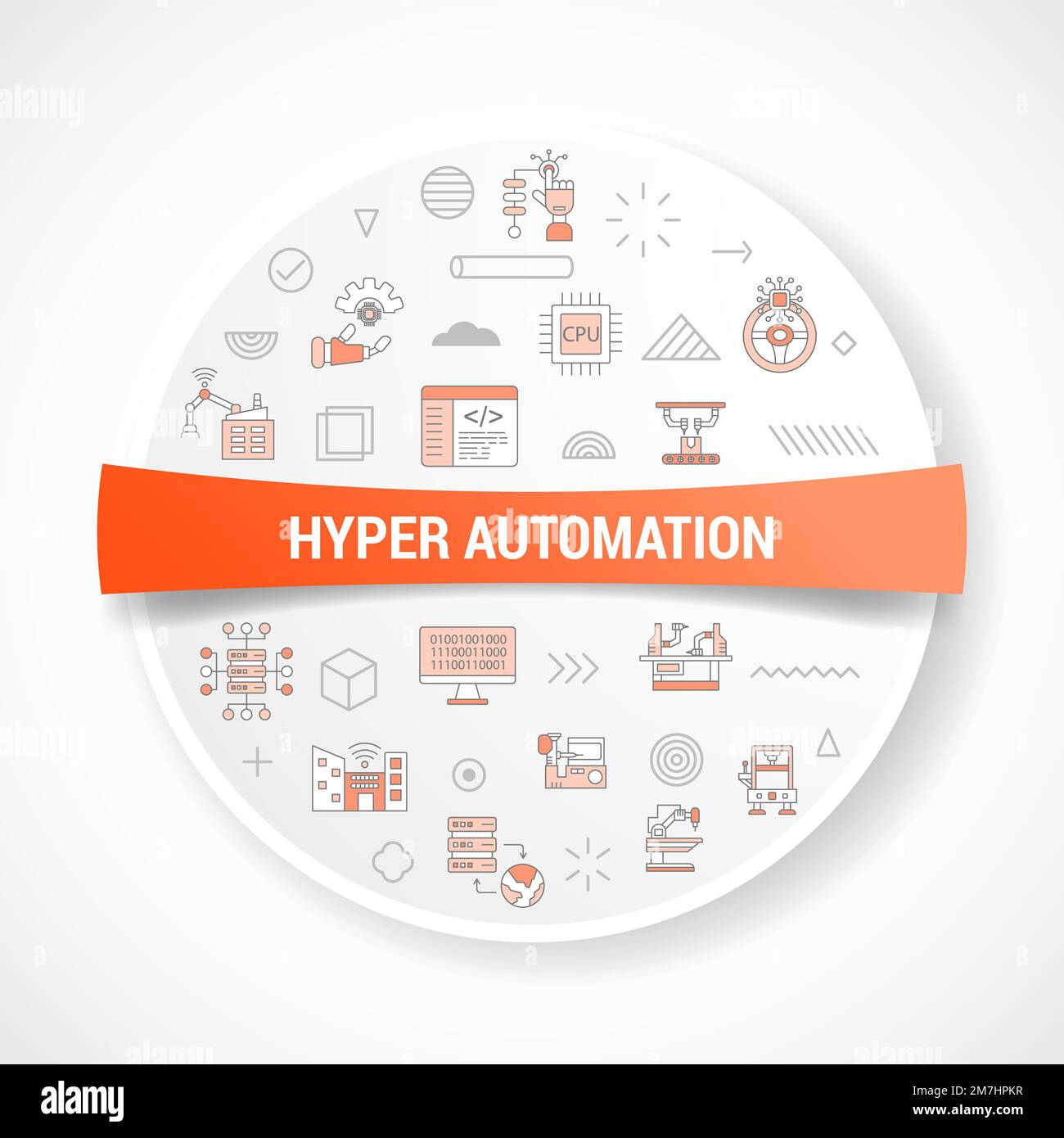 hyper automation concept with icon concept with round or circle shape ...