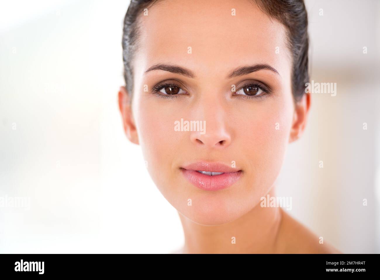 She has skin most can only dream of. Portrait of a beautiful woman with ...