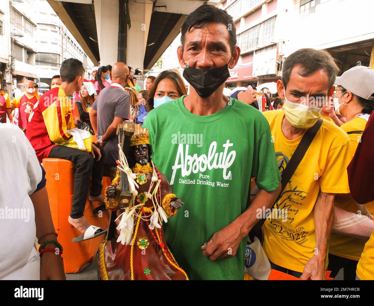 A male devotee shows his Black Nazarene replica. After two years of ...
