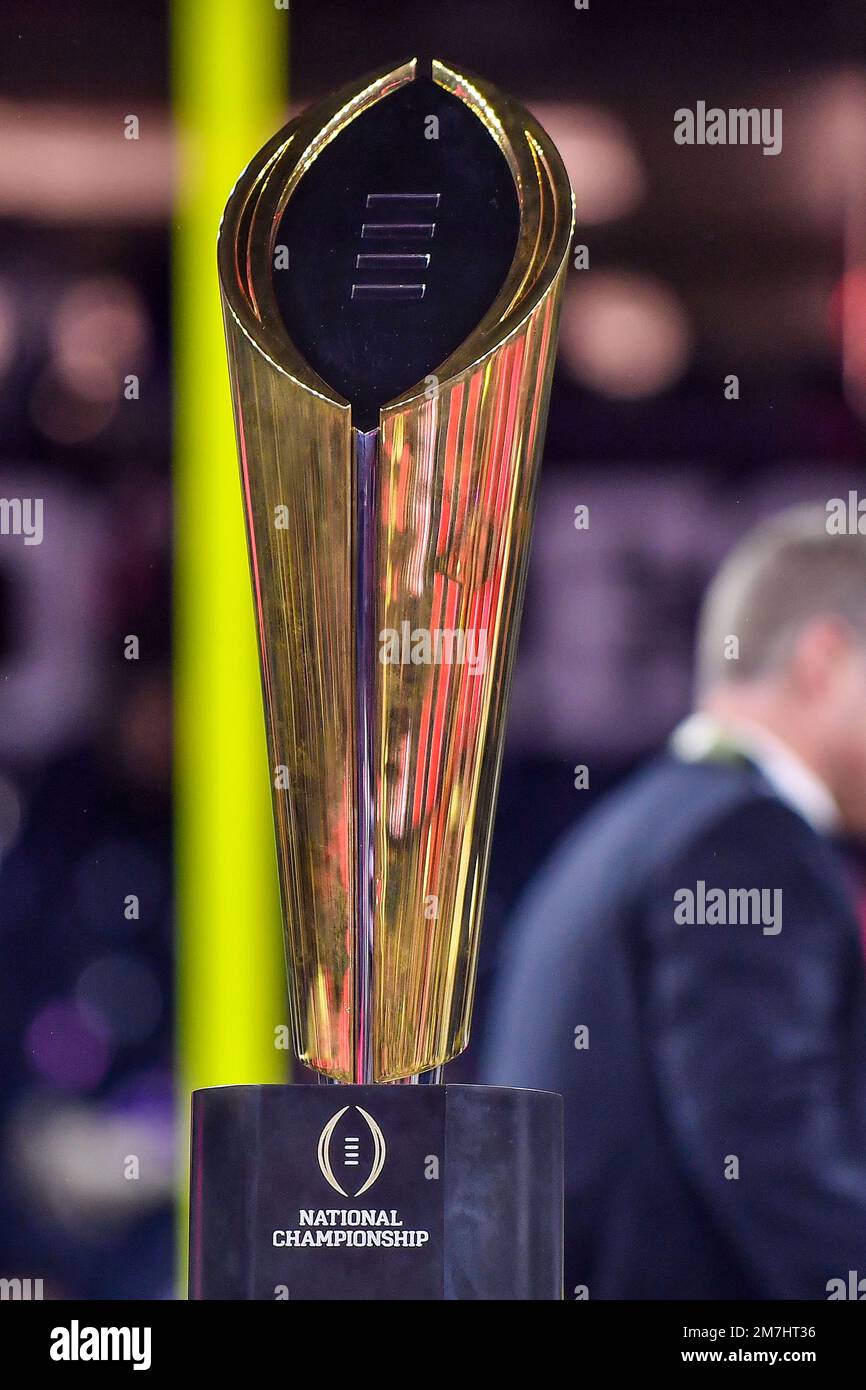 January 9, 2023 Inglewood, CA.The CFP National Championship Trophy TCU ...