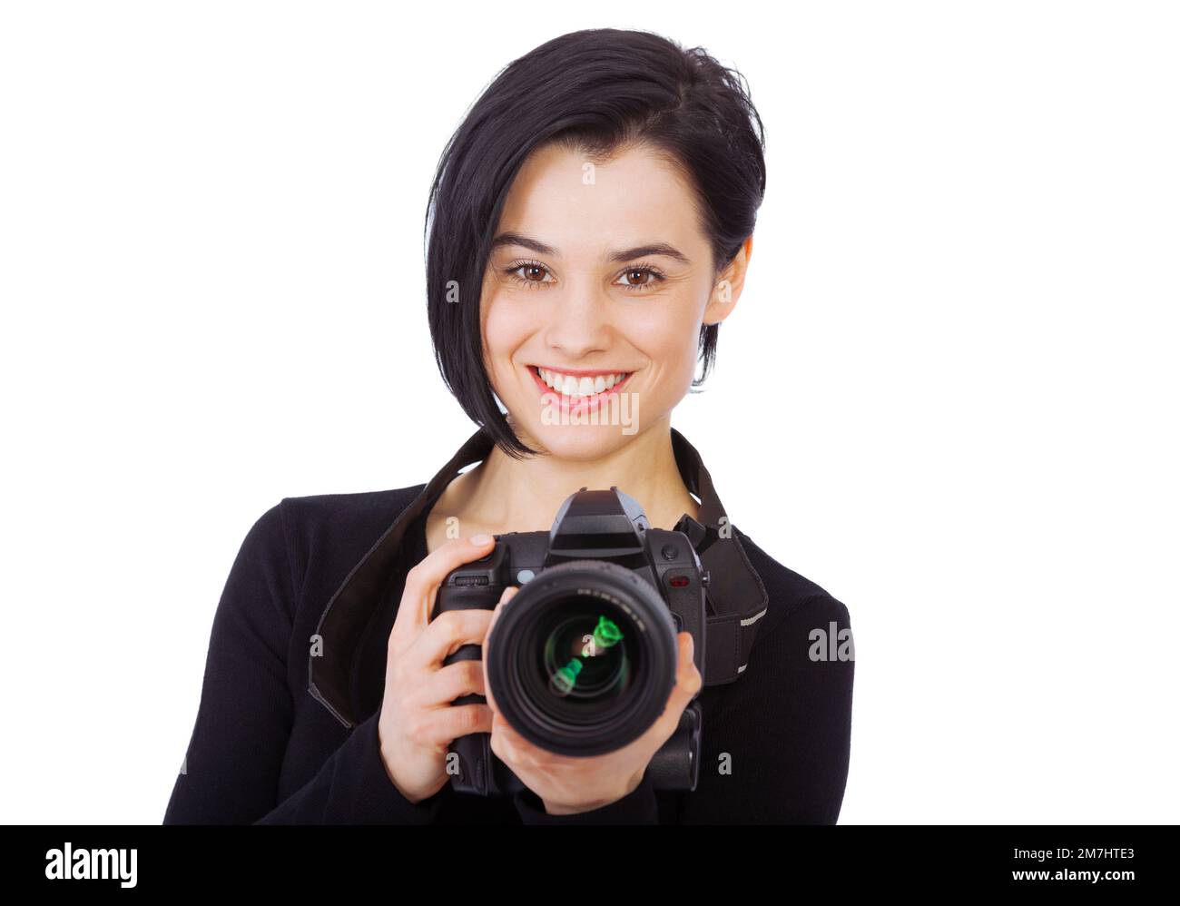 Taking snapshots of everything she sees. Portrait of an attractive ...