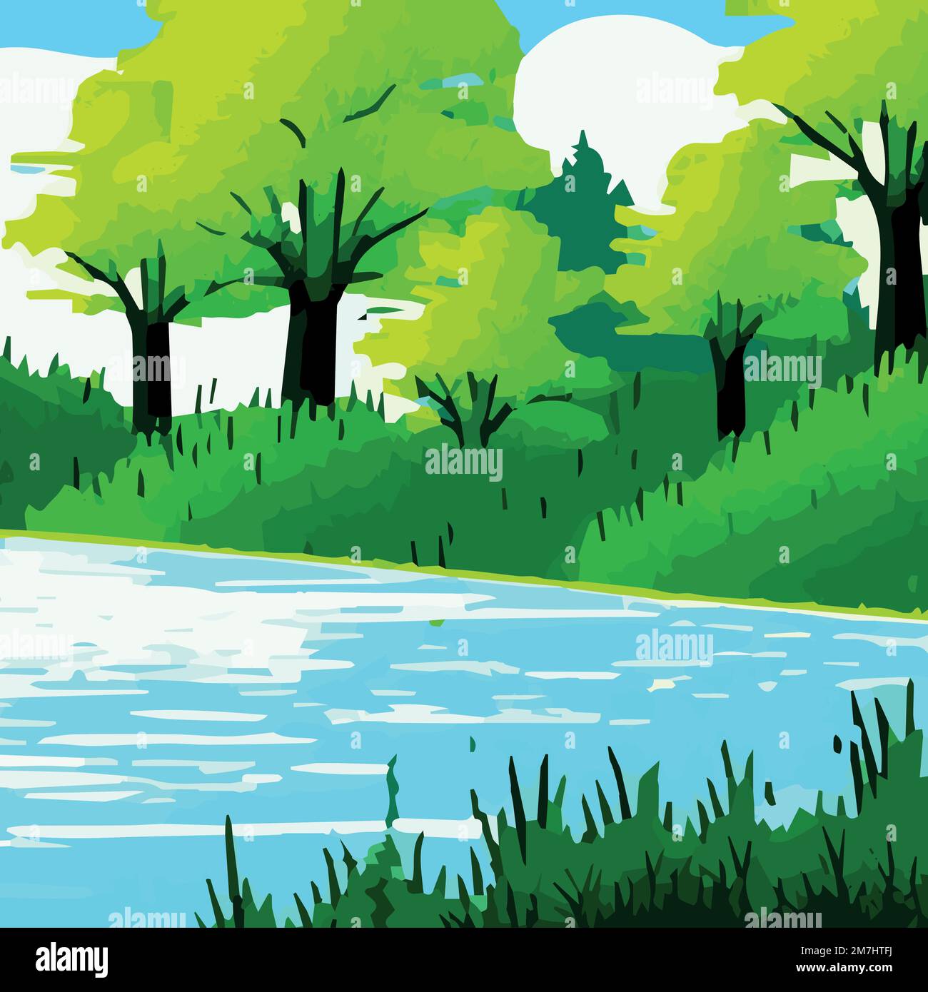 Orchard trees painting Stock Vector Images - Alamy