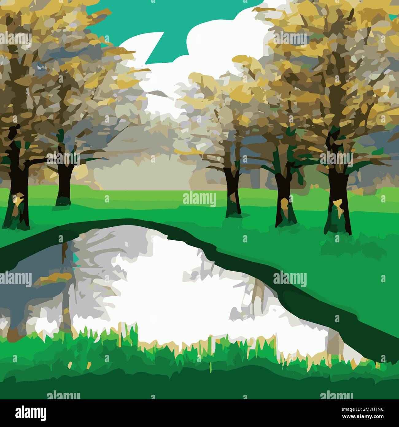Green grass with river Stock Vector Images - Alamy