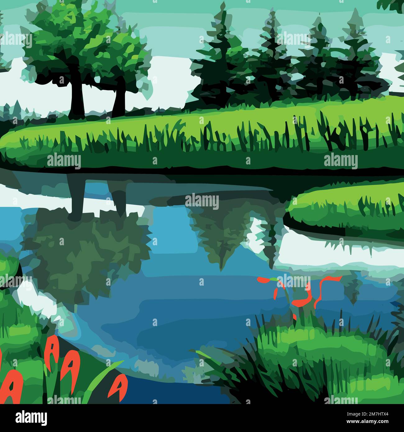 Grass and rock background Stock Vector Images - Alamy