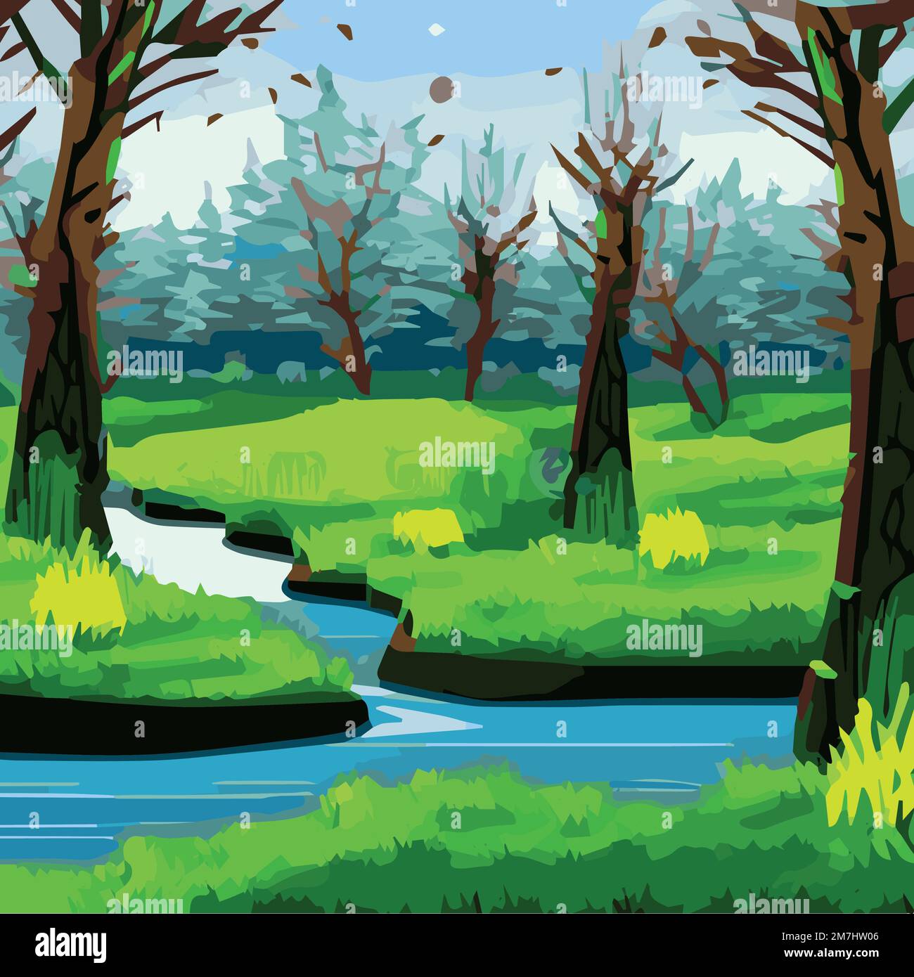 Peaceful river scene Stock Vector Images - Alamy