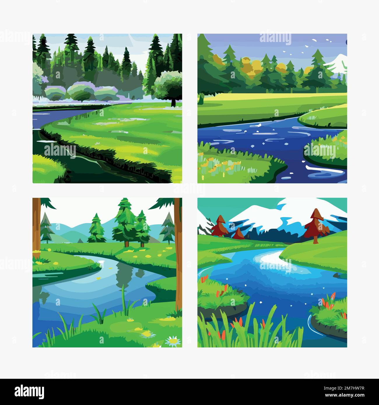 Landscape jungle painting Stock Vector Images - Alamy