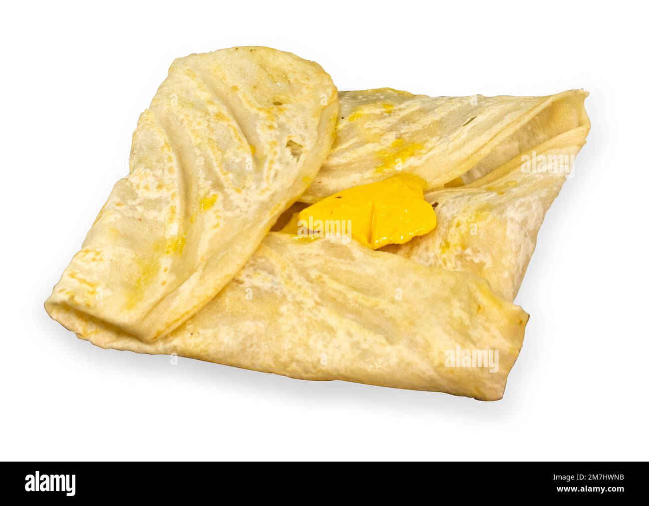 Die cut of fried roti on white isolated Stock Photo - Alamy