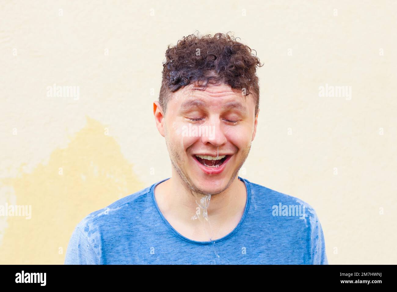 Shocked mid adult european caucasian white male man with open mouth and ...