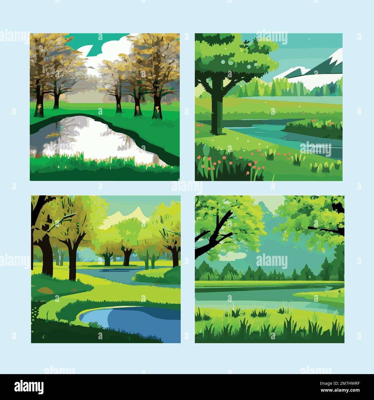 Houses on the hill with mountain background Stock Vector Images - Alamy