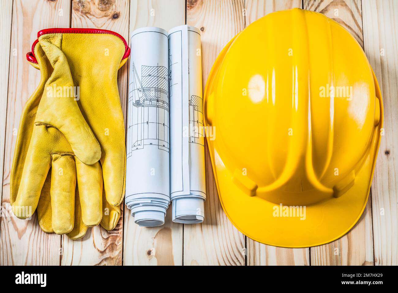 Hardhat glove blueprints hi-res stock photography and images - Alamy
