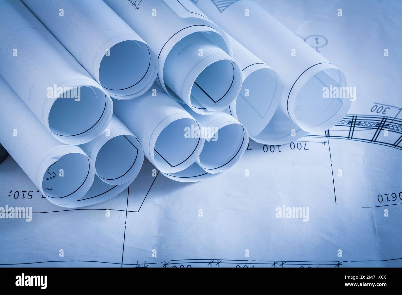 Close up of construction blueprints building and architecture concept ...