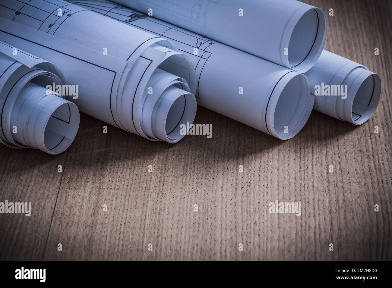 Close up view of construction plans architecture and building concept ...