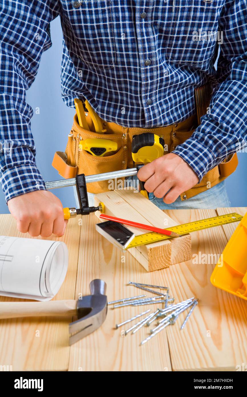 close up up view on the work of carpenter Stock Photo - Alamy