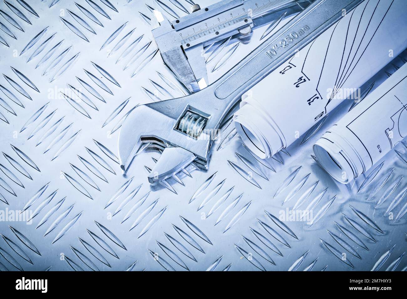 Construction drawings trammel caliper adjustable spanner on grooved ...