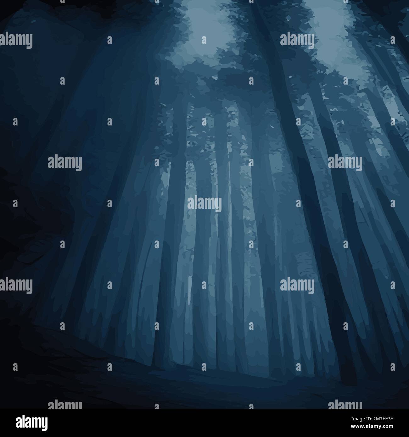 Concept of a dark forest with clouds in the background Stock Vector ...