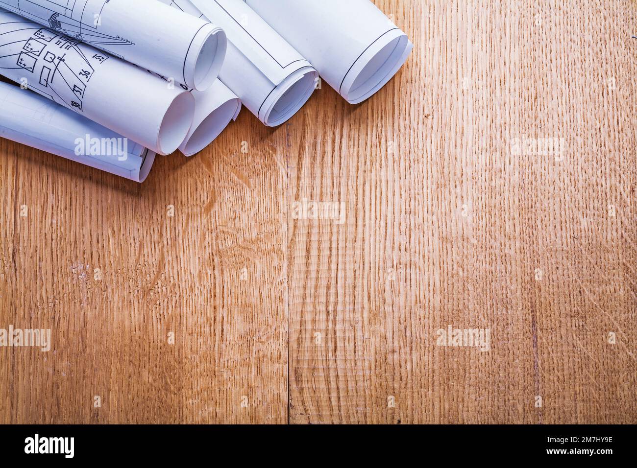 Old blueprints on table hi-res stock photography and images - Alamy