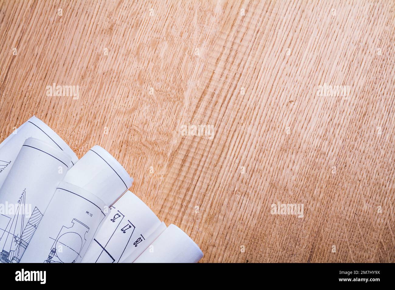 Old blueprints on table hi-res stock photography and images - Alamy