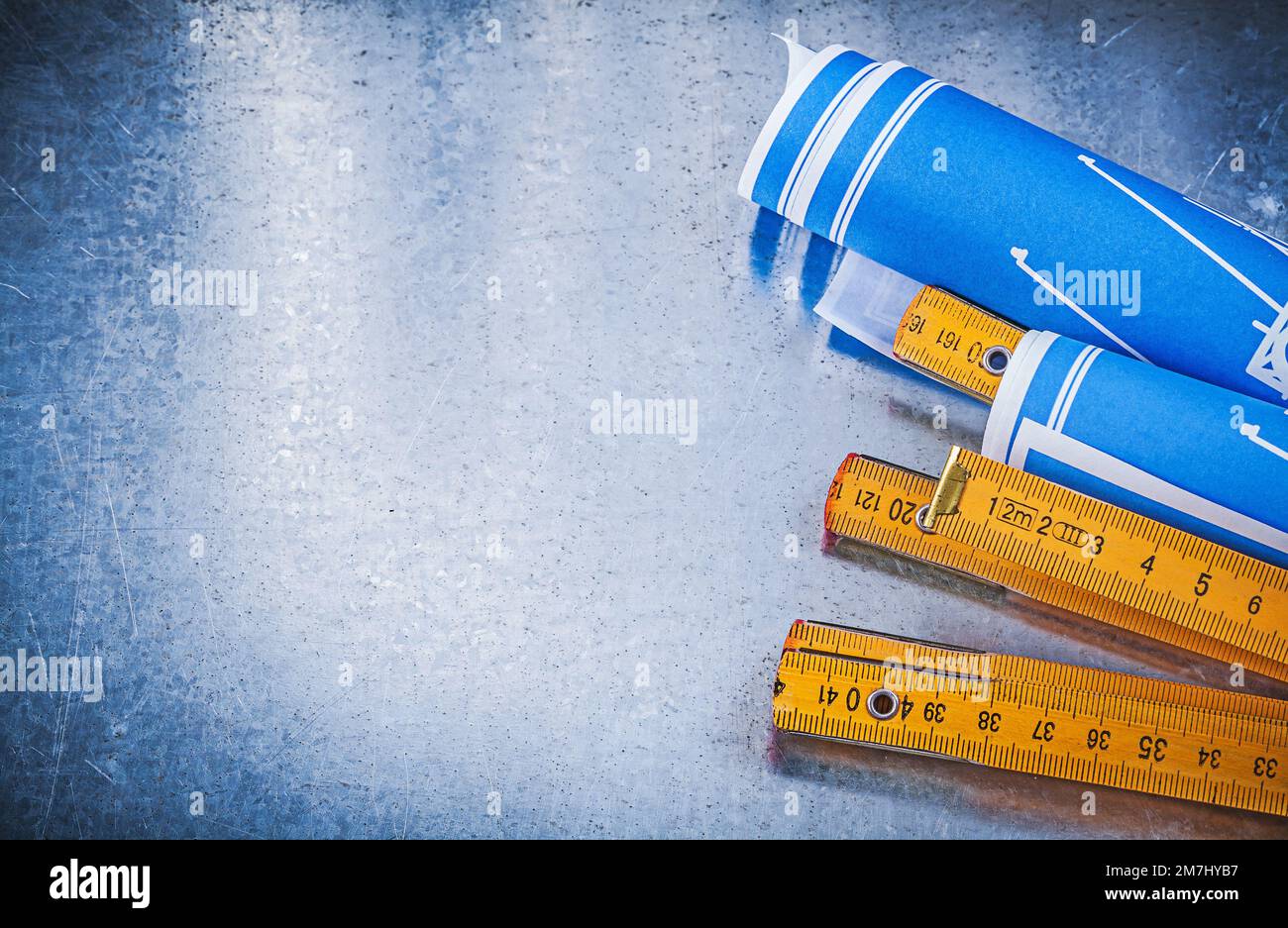Wooden meter blue construction hi-res stock photography and images - Alamy